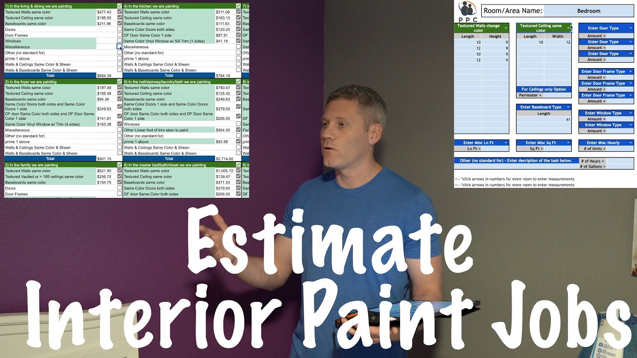 Interior Estimating Spread Sheet – Prosperity Painting Consultant